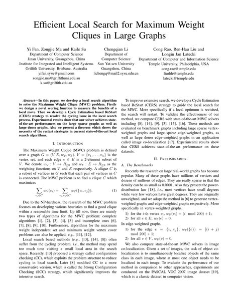 Pdf Efficient Local Search For Maximum Weight Cliques In Large Graphs