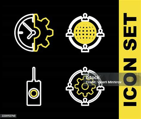 라인 아웃소싱 개념 원격 제어 및 시계 및 기어 아이콘을 설정합니다 벡터 개념에 대한 스톡 벡터 아트 및 기타 이미지 개념 개발 경영자 Istock