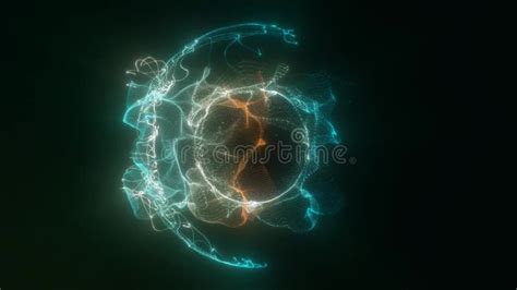 A Visualization Of Virtual Photons Creating A Tension Between Two Charged Particles Stock Video
