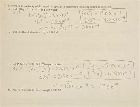 Solved Determine The Activity Of The Metal Ion Species In Chegg Com Chegg Com