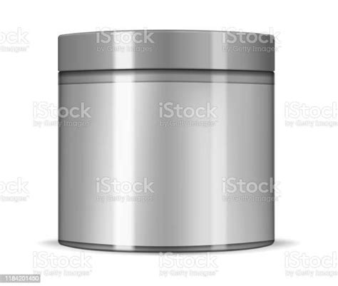 흰색 배경에 격리 된 뚜껑과 빈 레이블이있는 둥근 화장품 항아리 사실적인 모형 그림 나사 캡 벡터 템플릿이있는 미용 제품 포장 용기 3차원 형태에 대한 스톡 벡터 아트 및