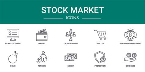 은행 명세서 지갑 크라우드 펀딩 트롤리 투자 수익 폭탄 보고서 프리젠 테이션 다이어그램 웹 디자인 모바일에 대 한 연금 벡터 아이콘과 같은 10 개요 웹 주식 시장 아이콘