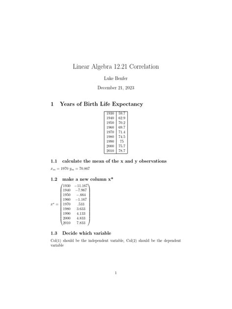 Linear Algebra 1221 1 Pdf Ordinary Least Squares Algebra