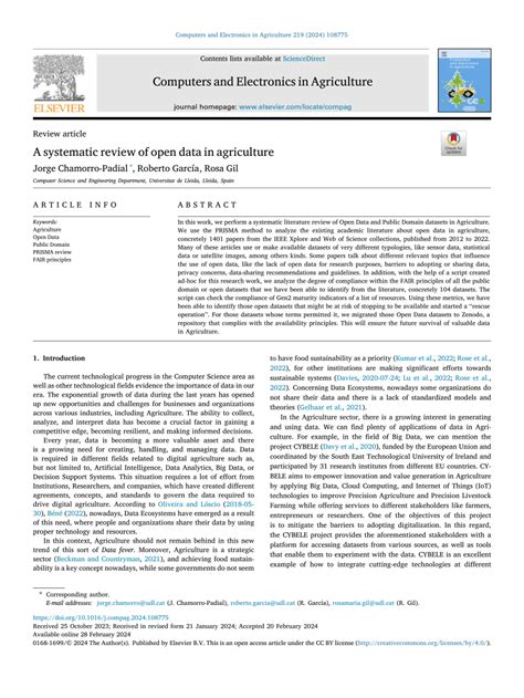 Pdf A Systematic Review Of Open Data In Agriculture