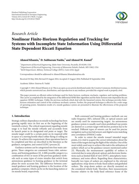 Pdf Nonlinear Finite Horizon Regulation And Tracking For Systems With