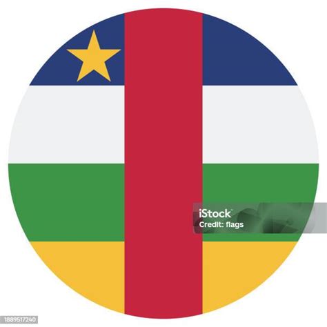 중앙 아프리카 공화국의 국기 플래그 아이콘입니다 표준 색상 원 아이콘 플래그입니다 컴퓨터 일러스트레이션 디지털 일러스트레이션