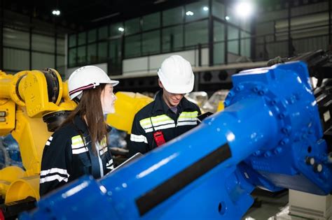 Premium Photo Both Of Engineers Working Together In A Robotic Arm