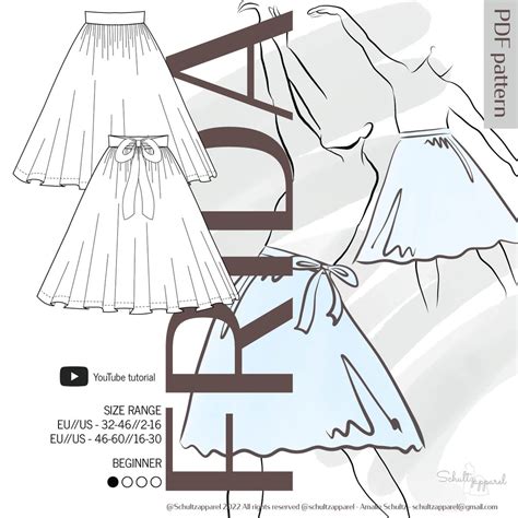 Frida Vintage Inspired Wrap Skirt Digital Pdf Sewing Pattern Etsy