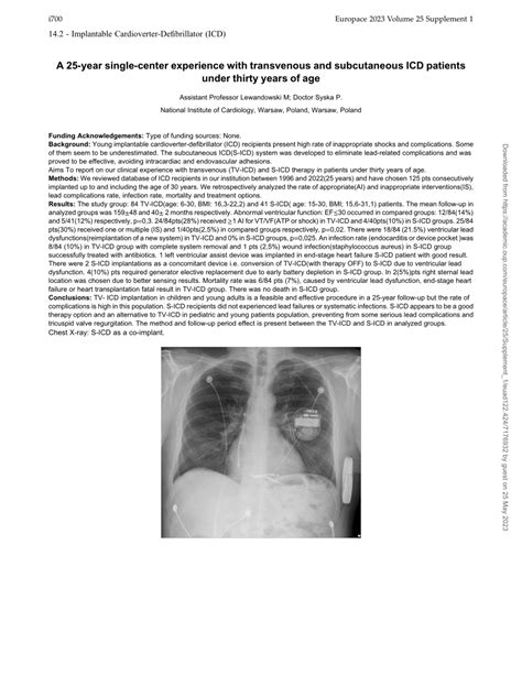 PDF A 25 Year Single Center Experience With Transvenous And Subcutaneous ICD Patients Under