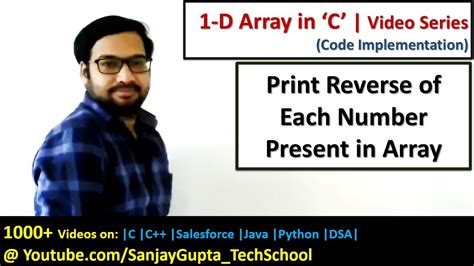 Print Reverse Of Each Number Present In Array Using C Programming By