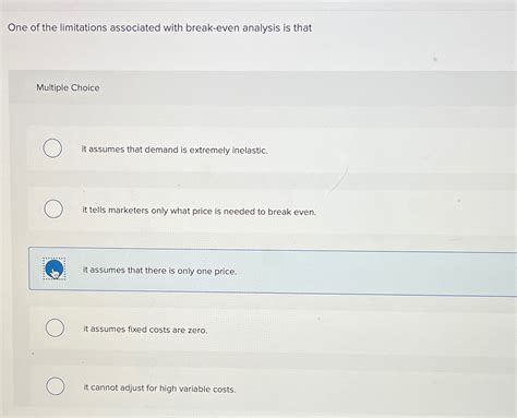 Solved One Of The Limitations Associated With Break Even