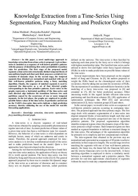 Pdf Knowledge Extraction From A Time Series Using Segmentation Fuzzy Matching And Predictor