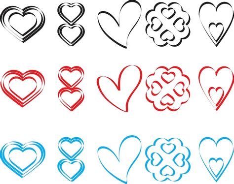 러브 하트 터 들 Eps 파일 3 컬러 프리미엄 벡터