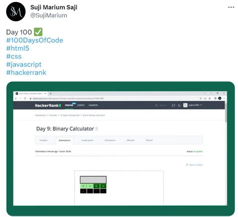 Suji Marium Saji On Linkedin Webdevelopment Hackerrank 100daysofcodechallenge Python