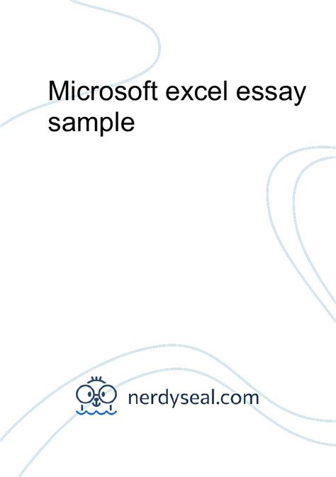 Microsoft Excel Essay Sample 294 Words NerdySeal