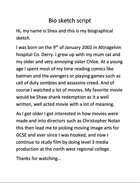 BIO Sketch SHEA DOHERTY