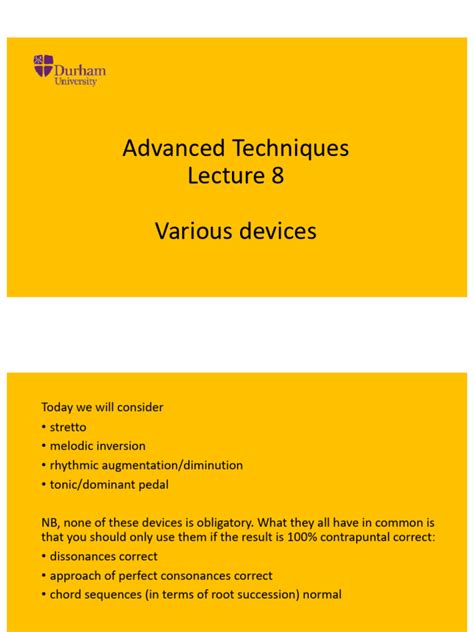 Advanced Techniques Lecture 8 Pdf Chord Music Musical Techniques