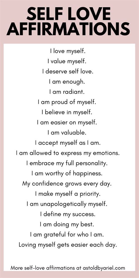 100 Positive Affirmations For Self Love To Help You Love Yourself Artofit