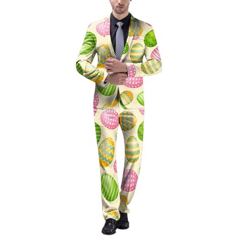 Fandaniv Mens Suits Prom Outfit Easter 3d Printed Light Business