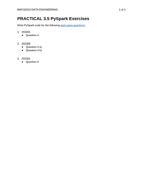 practical 3 5 pyspark exercises pdf