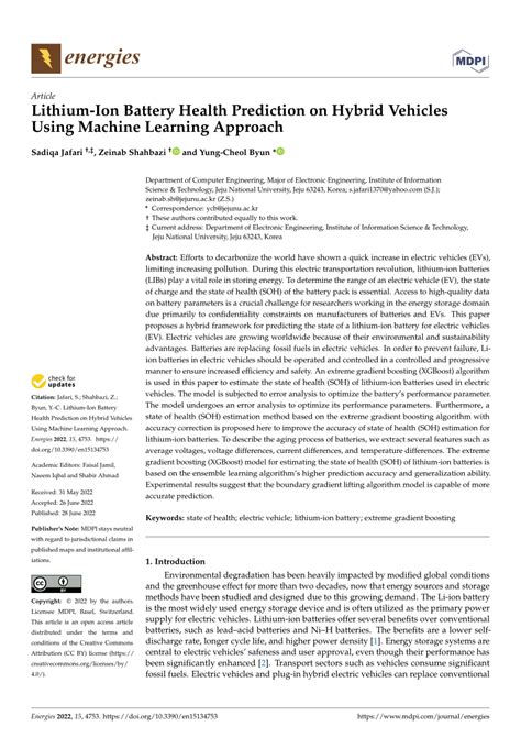 Pdf Lithium Ion Battery Health Prediction On Hybrid Vehicles Using Machine Learning Approach