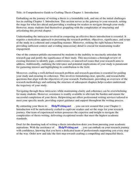 Sample Format Of Thesis Chapter 1 Pdf Thesis Quantitative Research