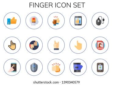 Finger Icon Set 15 Flat Finger Stock Vector Royalty Free 1390340579
