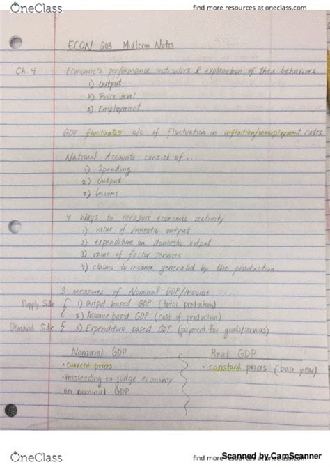 ECON 203 Midterm Macroeconomics Midterm Study Notes OneClass