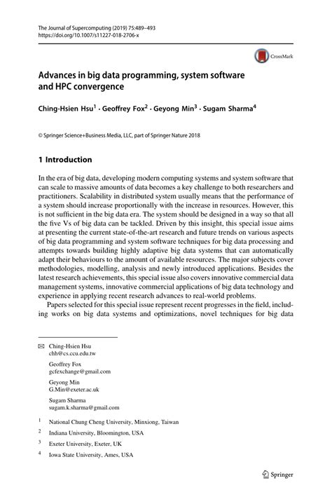 Pdf Advances In Big Data Programming System Software And Hpc Convergence