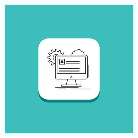 Round Button For Account Profile Report Edit Update Line Icon Turquoise Background 13008387