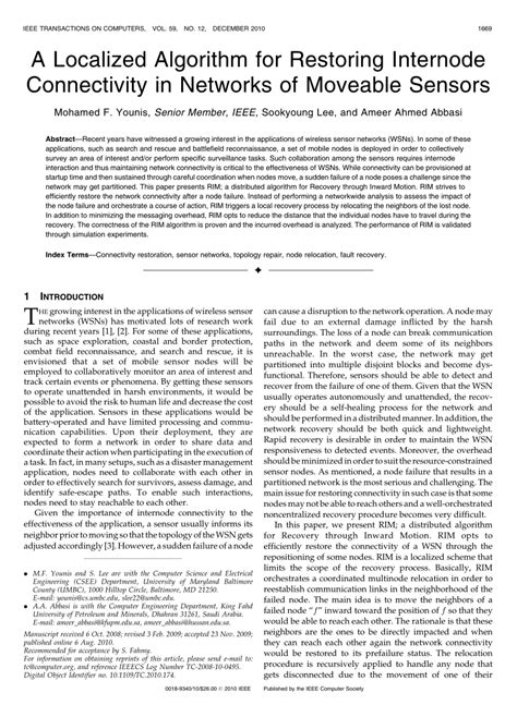 pdf a localized algorithm for restoring internode connectivity in networks of moveable sensors