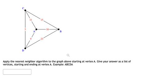 solved apply the nearest neighbor algorithm to the graph