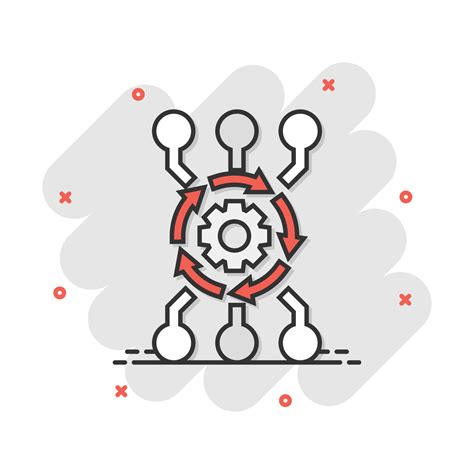 Vector Cartoon Algorithm Api Software Icon In Comic Style Gear With Arrow Concept Illustration