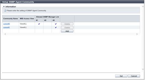 Setup SNMP Agent Community
