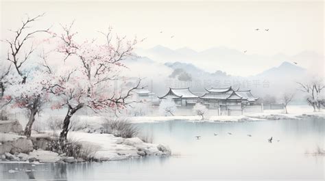 禅意ai数字艺术 中式美学梅花禅意国风插画 Ai背景免费下载png格式1456像素编号67595457 千图网