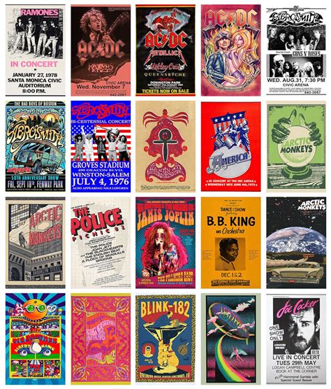 100 Vintage Concert Posters Set 1 Classic Rock Poster Prints High