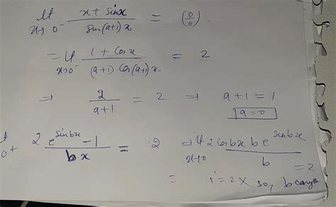 determine the values of in and v such that the following is continuous