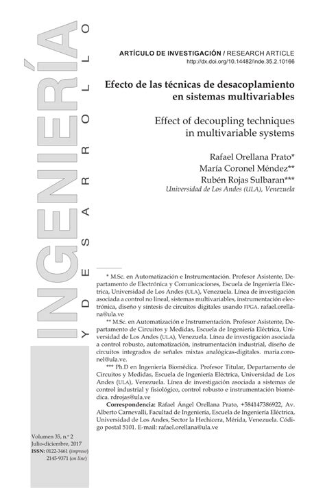 Pdf Effect Of Decoupling Techniques In Multivariable Systems