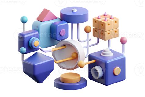 Isometric Flat Ai Driven Data Flow Elements Concept As Abstract