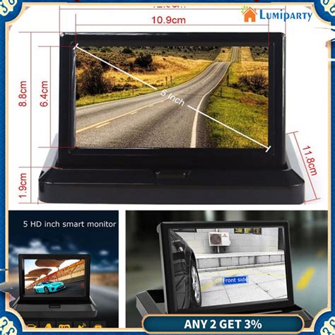 Lumiparty หน้าจอมอนิเตอร์ Tft Lcd Hd 5 นิ้ว อินพุต Av สองทาง มองหลัง กล้องสํารอง หน้าจอพับได้