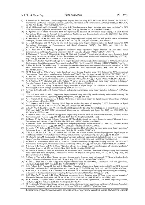 Comparison Of Specific Segmentation Methods Used For Copy Move