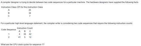 Solved What Are The CPU Clock Cycles For Sequence Chegg Com