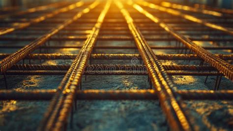 Close Up Of Rebar Grid On Concrete During Construction Stock Illustration Illustration Of