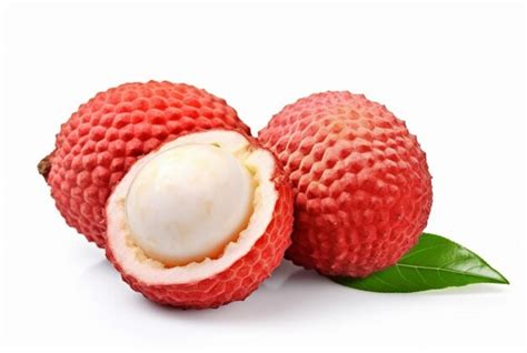 Premium Photo Juicy Lychee With Cut In Half Isolated On White Background Generatif Ai