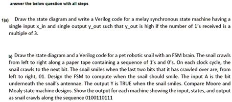 Answer The Below Question With All Steps 1a Draw The State Diagram