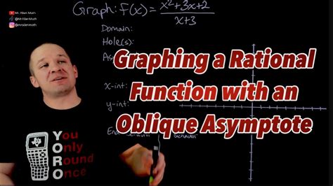 Graphing Rational Functions With An Oblique Asymptote Youtube