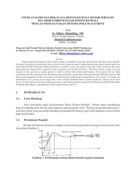 PDF STUDI ANALISIS DAN REKAYASA SISTEM KENDALI MOTOR Fakul STUDI