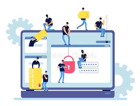 Hackers Steal Information Cyber Criminals Hack Personal Data From Computer Stock Vector