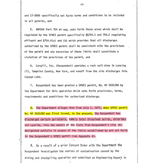 Nysdec Vs Cargill Consent Order December 1984 Regarding Spdes