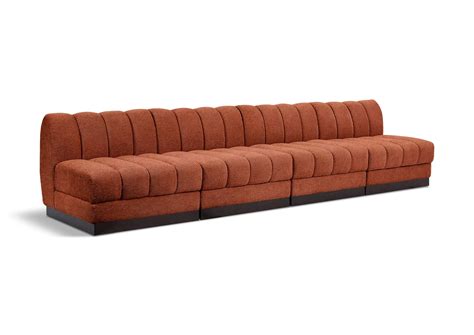 Quinn Cognac Chenille Fabric Modular Sofa